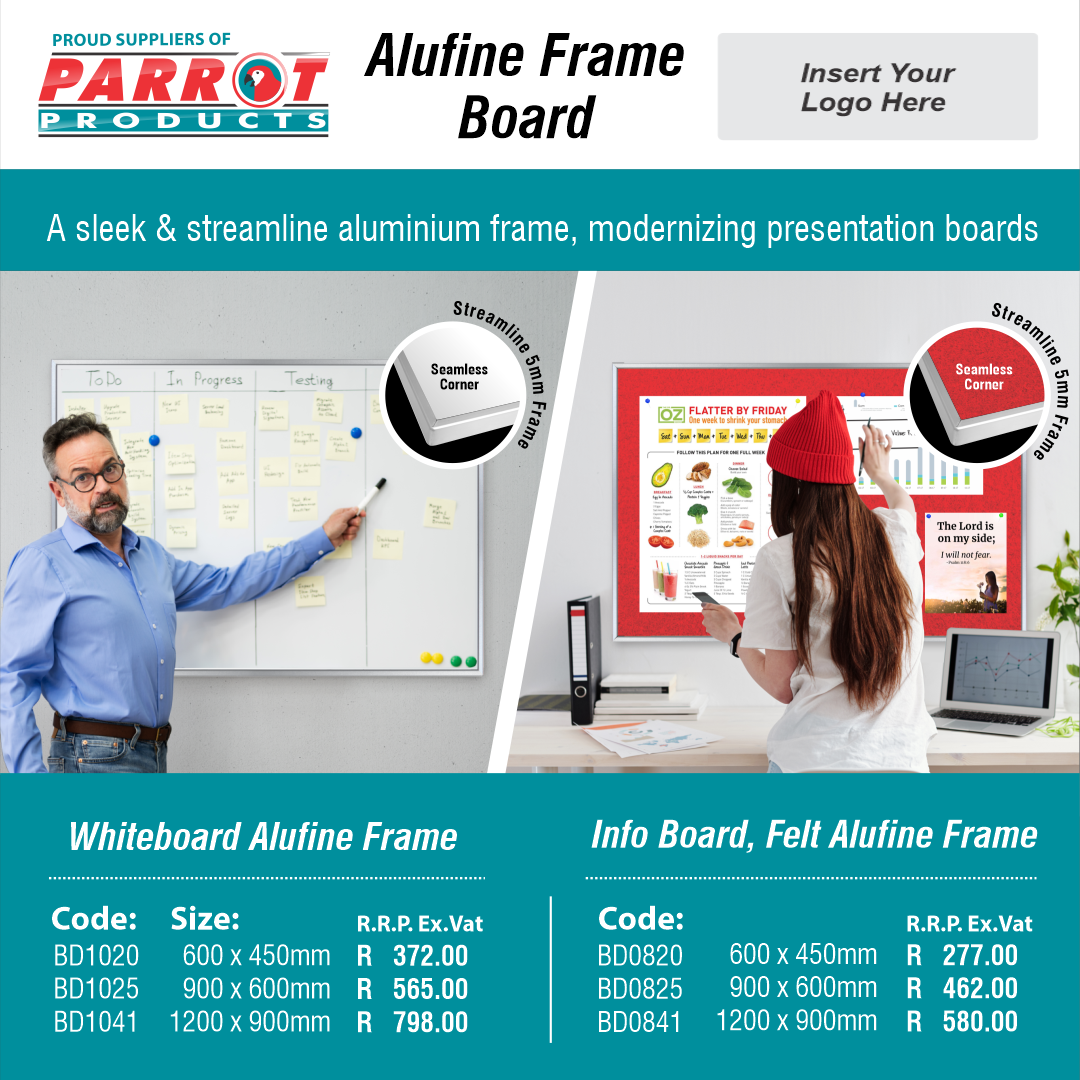Magnetic Whiteboard Alufine Frame (1200 x 900mm)