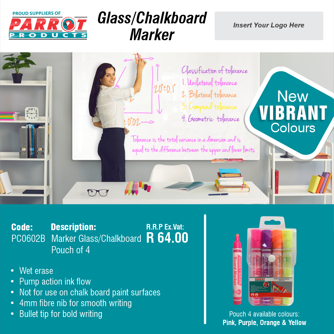 Glass/Chalkboard Markers Pouch 4 (Pink, Purple, Orange, Yellow)