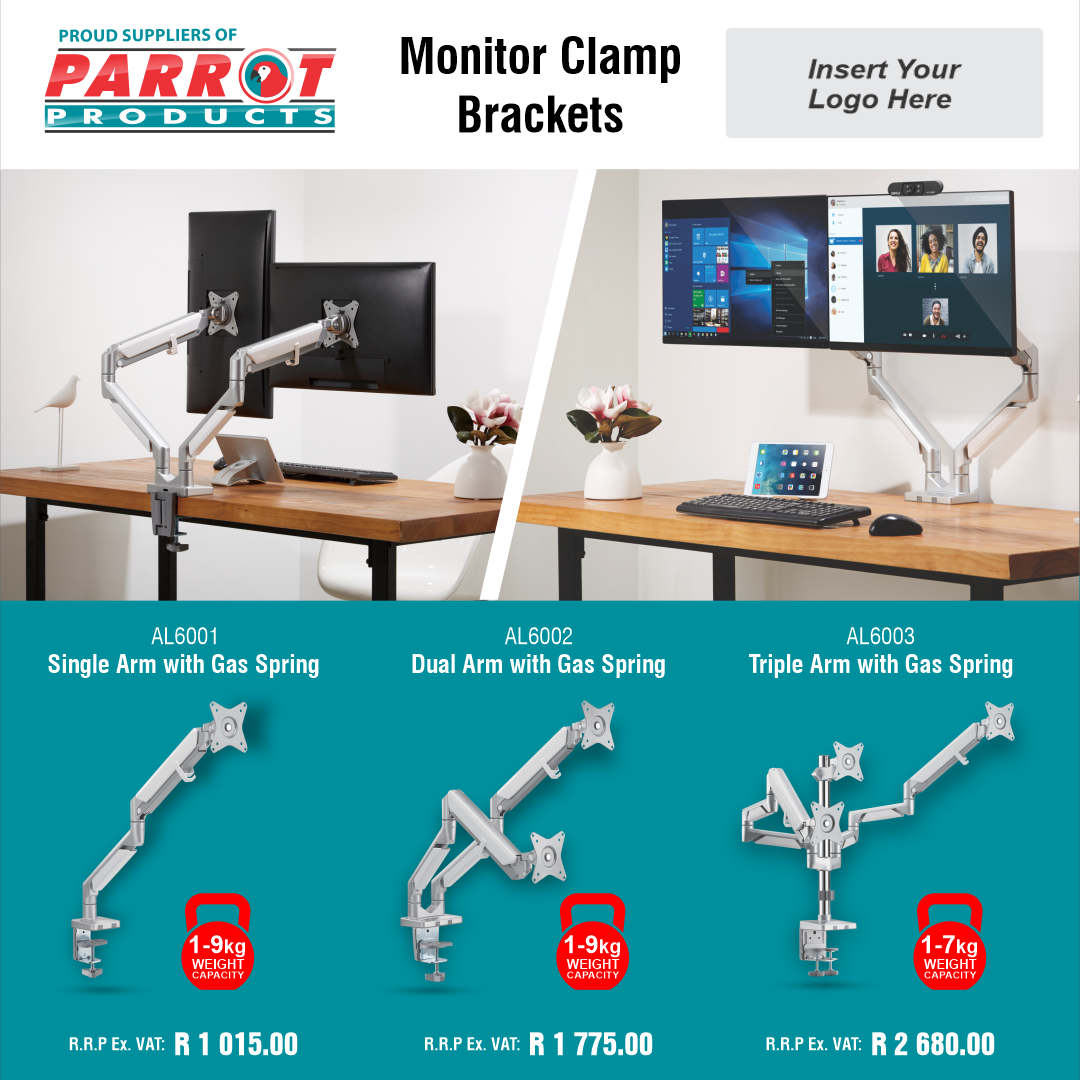 Single Monitor Clamp Bracket with Gas Spring Arm