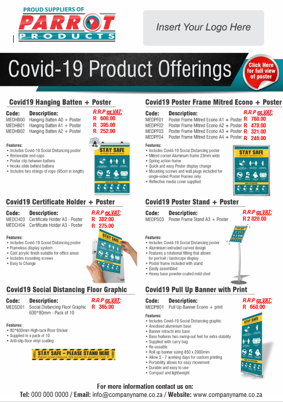 Covid-19 - Hanging Batten A0 - Covid19 - Social Distancing Poster Included