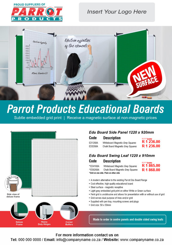 Educational Board Magnetic Whiteboard (1220*1220, White Squares. Side ...