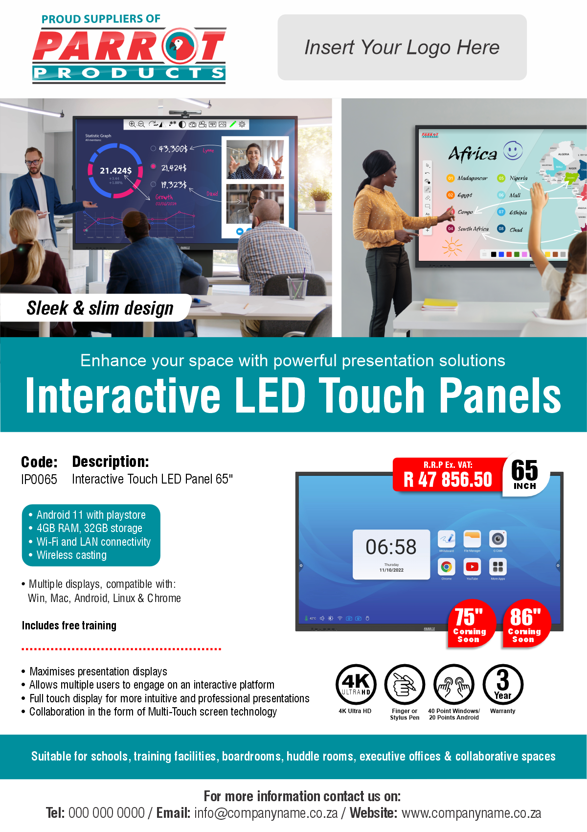 Interactive LED Touch Panel 65"