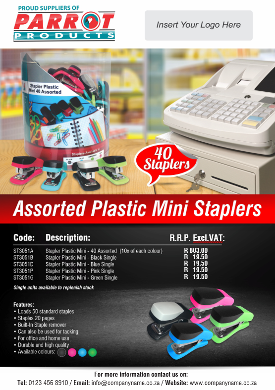 Single Mini Blue Plastic Stapler